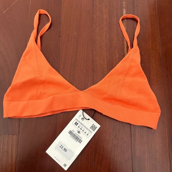 Zara | Intimates & Sleepwear | Nwt Orange Knit Bralette | Poshmark